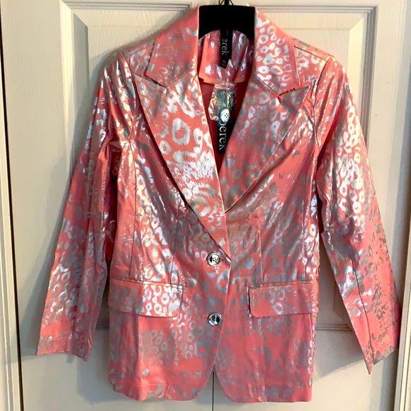 berek | Jackets & Coats | Berek Metallic Coated Animal Print Blazer ...